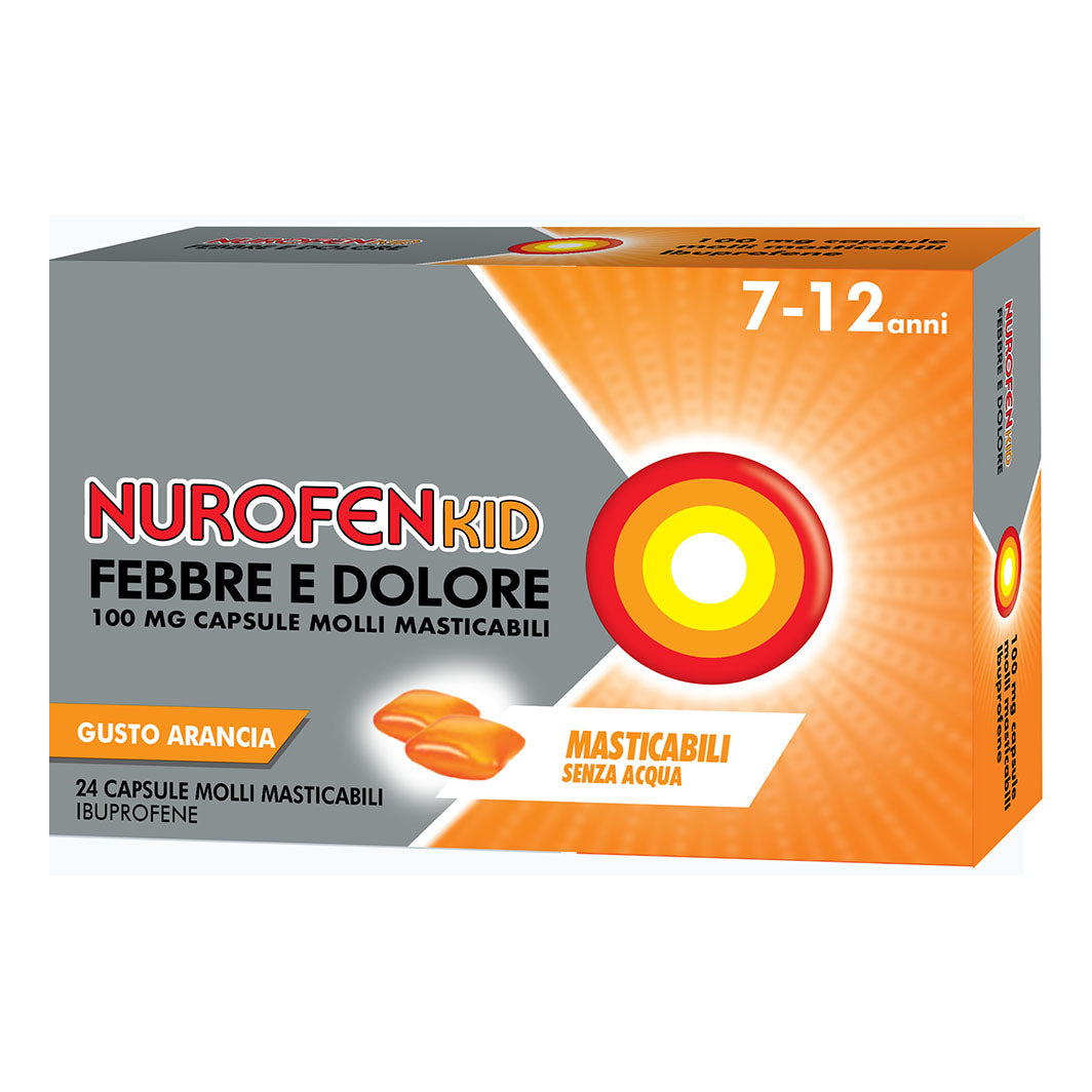 Nurofen Kid Febbre e Dolore | Ibuprofene 100mg | 24 Capsule Masticabili ...