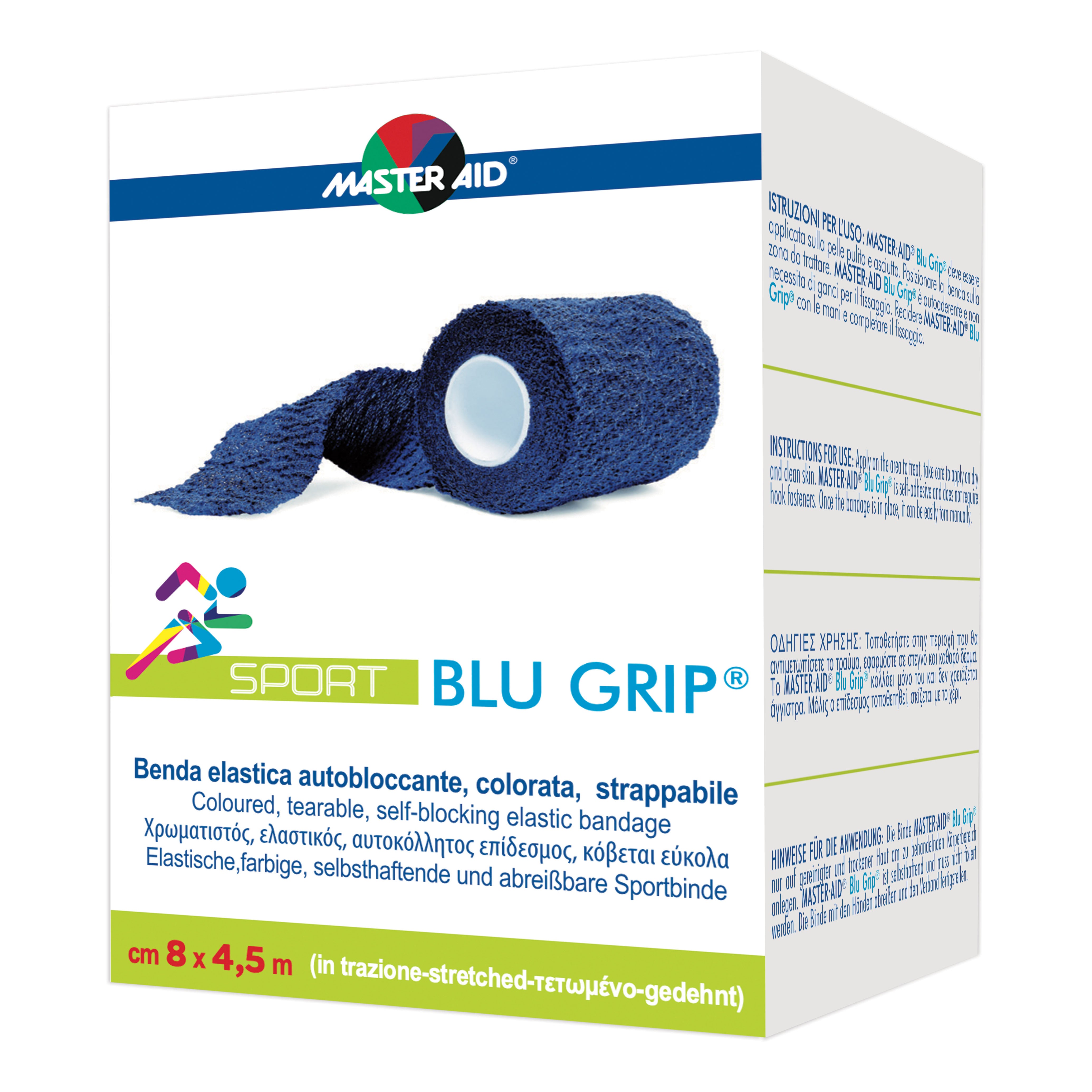 Master Aid Sport Benda Elastica Autobloccante Blu Grip 8cm X 4,5m